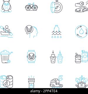 Biodiversity linear icons set. Ecosystems, Species, Habitat, Endangered ...