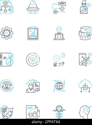 Blueprinting linear icons set. Drafting, Planning, Scaling ...