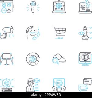 Synergy and coordination linear icons set. Collaboration, Integration ...