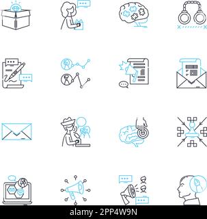 Intimate bond linear icons set. Love, Trust, Connection, Affection ...