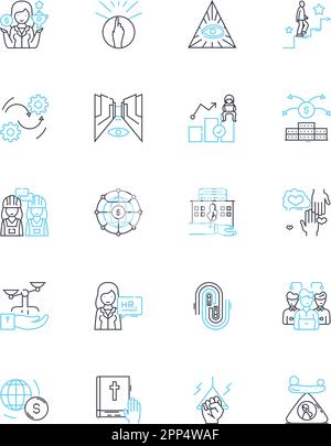 Joint operation linear icons set. Collaboration, Unified, Cohesion ...