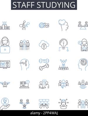 Crew educating line icons collection. Training, Learning, Development ...