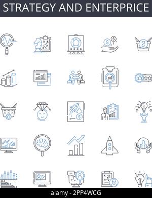 Methodology plan line icons collection. Framework, Procedure, Strategy ...