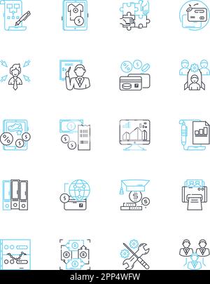 Workspace layout linear icons set. Collaborative, Ergonomic, Organized ...