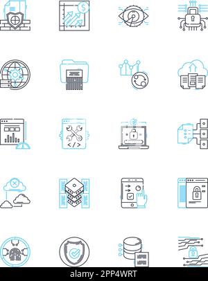 Nerk encryption linear icons set. Encryption, Security, Privacy, Cryptography, Protection ...