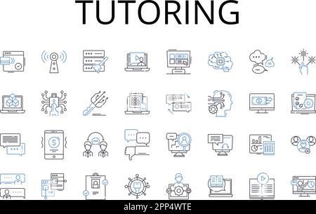 Tutoring line icons collection. Coaching, Mentoring, Advising, Instructing, Guiding, Educating ...