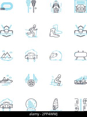 Amusement pastime linear icons set. Thrills, Fun, Entertainment, Joy ...