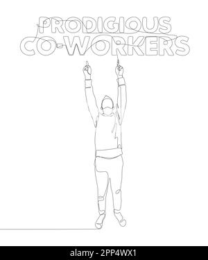 One continuous line of Prodigious word. Thin Line Illustration vector ...