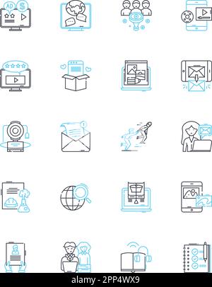 Influencer linear icons set. Trendsetter, Ambassador, Promoter ...