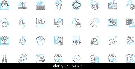 Mathematics calculus linear icons set. derivative, integral, limit, function, coordinate, curve ...