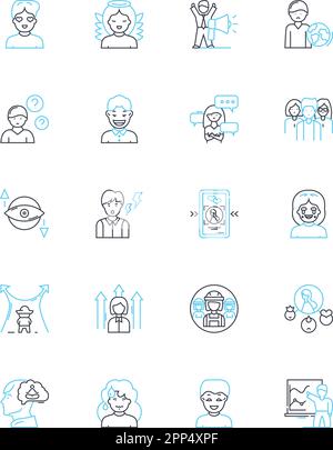 Verbal and nonverbal communication linear icons set Stock Vector Image ...