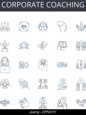 Corporate coaching line icons collection. Business mentoring, Executive ...