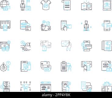 Trade possession linear icons set. Barter, Exchange, Swap, Transfer ...