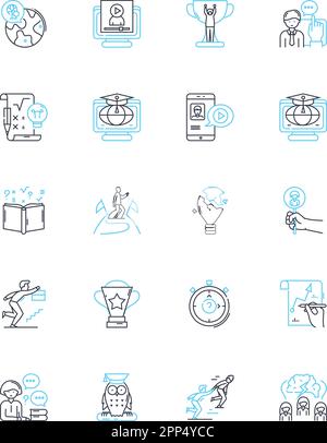 Cyber Class linear icons set. E-learning, Distance Learning, Virtual ...
