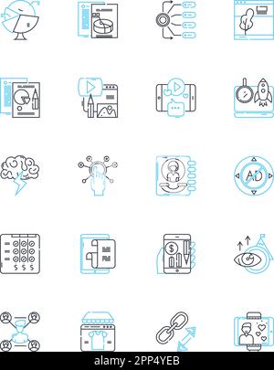 Equity financing linear icons set. Investment, Funding, Shares, Capital ...