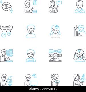 Calm demeanor linear icons set. Peaceful, Serene, Chill, Composed ...