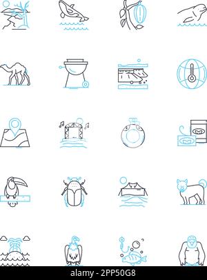 Habitat system linear icons set. Ecosystem, Biosphere, Habitat ...