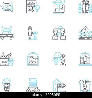 Beneficiary linear icons set. Heir, Assignee, Recipient, Legatee ...
