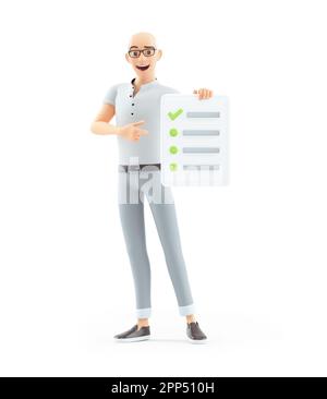 3d man checklist, illustration with isolated white background Stock ...