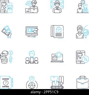 Cloud retention linear icons set. Archiving, Backup, Compliance, Data ...
