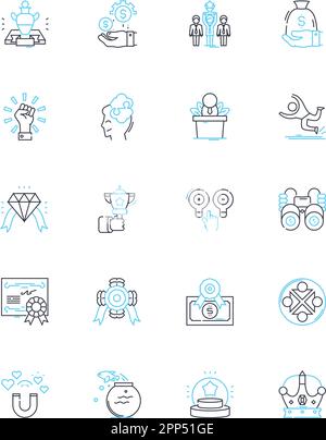 Life coaching linear icons set. Empowerment, Goals, Positive ...
