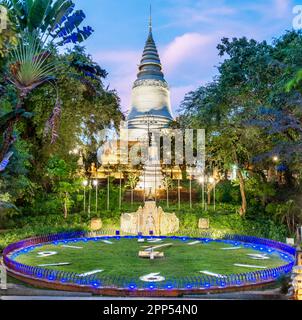 Giant Clock of Wat Phnom, Phnom Penh Hill Temple. Phnom Penh, Cambodia ...