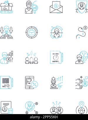 Cloud retention linear icons set. Archiving, Backup, Compliance, Data ...