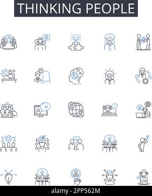 Intellectually curious individuals line icons collection. Inquisitive ...