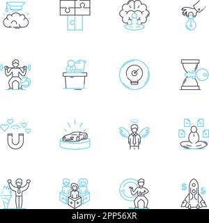 Concept Huddle linear icons set. Brainstorm, Collaboration, Innovation, Ideation, Productivity ...