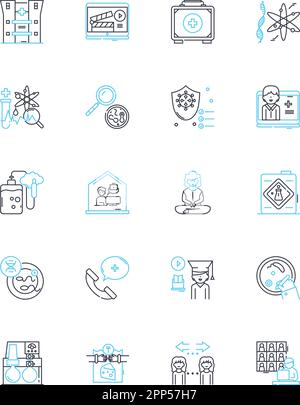 Pathogens linear icons set. Virus, Bacteria, Fungus, Parasite ...