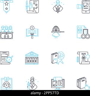 Trademark infringement linear icons set. Trademark, Infringement, Legal ...