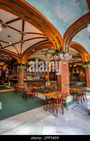 Interior view of the Palau de la Musica Catalana or Palace of Catalan ...