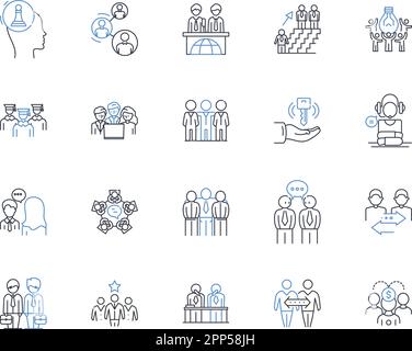 Group participation line icons collection. Collaboration, Teamwork ...