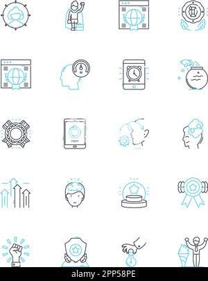 Guiding Principles linear icons set. Values, Ethics, Morality ...