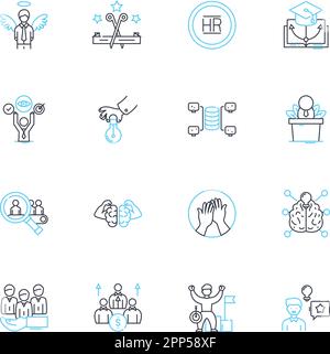 World trade linear icons set. Exports, Imports, Tariffs, Globalization ...