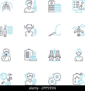 Pathogens linear icons set. Bacteria, Virus, Fungi, Parasites ...