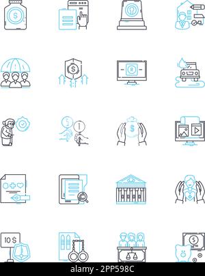 Guidelines line vector icons and signs. Rule, Procedure, Protocol, Code, Standard, Regulation ...