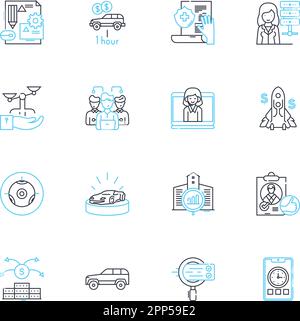 Workforce planning linear icons set. Strategy, Forecasting, Recruitment ...