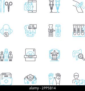 BioTech linear icons set. Genomics, Bioreactors, Proteomics, Gene ...