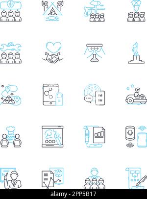 Cohesive unit linear icons set. Collaboration, Unity, Synergy, Cohesion ...