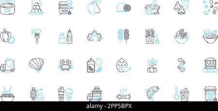Barbecue pitstop linear icons set. Smokehouse, Grilling, Pitmaster ...