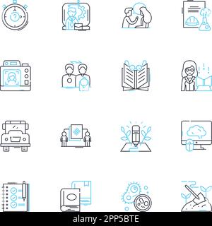 Specialization linear icons set. Expertise, Proficiency, Mastery, Skill ...