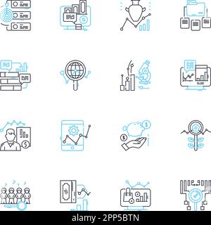 Economic inquiry linear icons set. Markets, Wealth, Trade, Resources ...