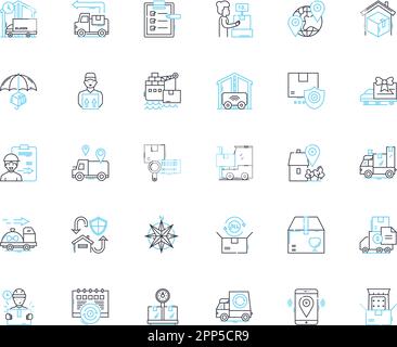 Intermodal container linear icon. Shipping container on crane hook ...