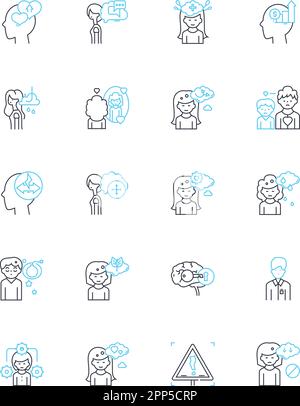 Mental Capacity linear icons set. Cognition, Intelligence, Ability ...