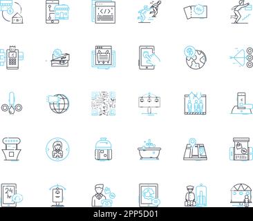 Guest relations linear icons set. Interaction, Experience, Engagement ...