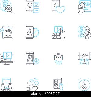 Influencer outreach linear icons set. Influence, Socialmedia, Outreach ...