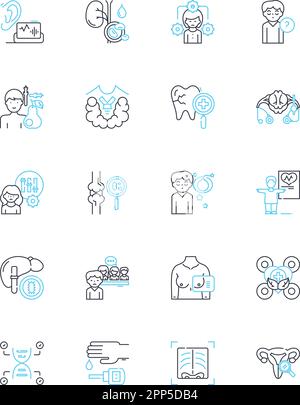 Supervision Oversight linear icons set. Surveillance, Management ...