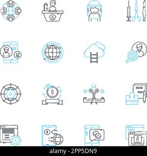 Cyber commerce linear icons set. E-commerce, Digital, Online, Cybersecurity, Transactions ...