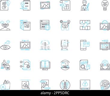 Creator linear icons set. Inventive, Imaginative, Artistic, Innovative, Original, Visionary ...
